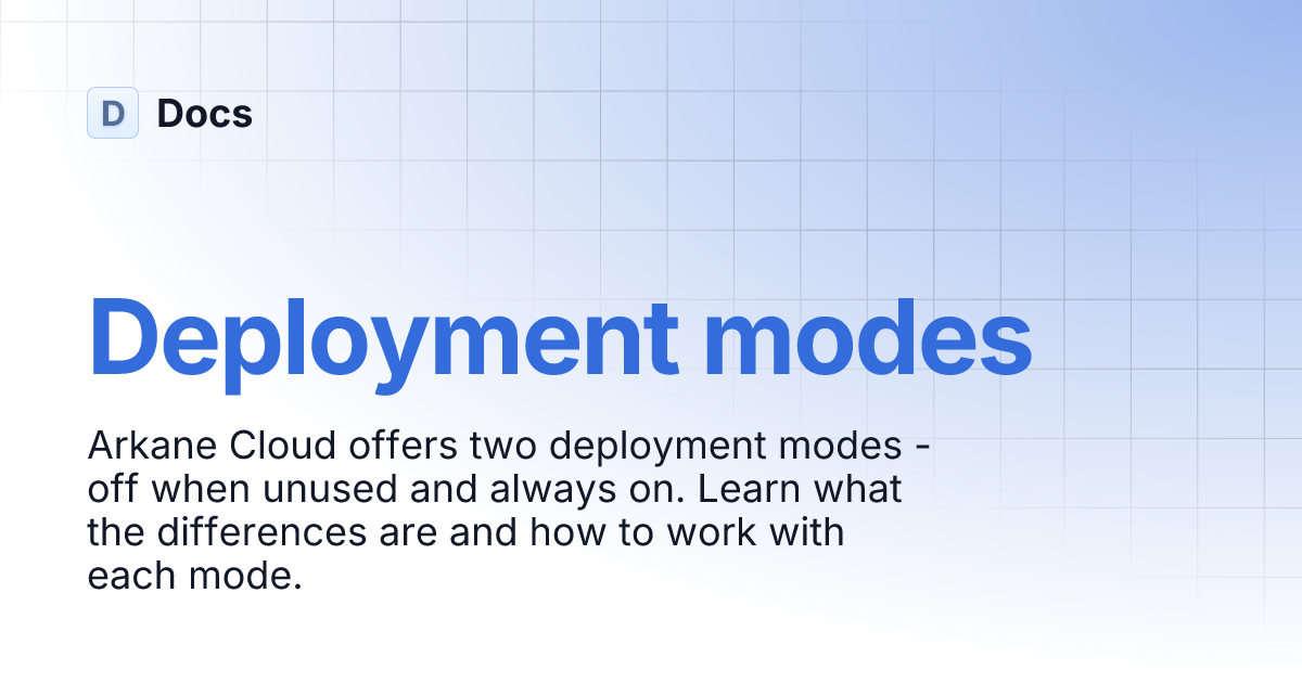 Deployment modes | Docs